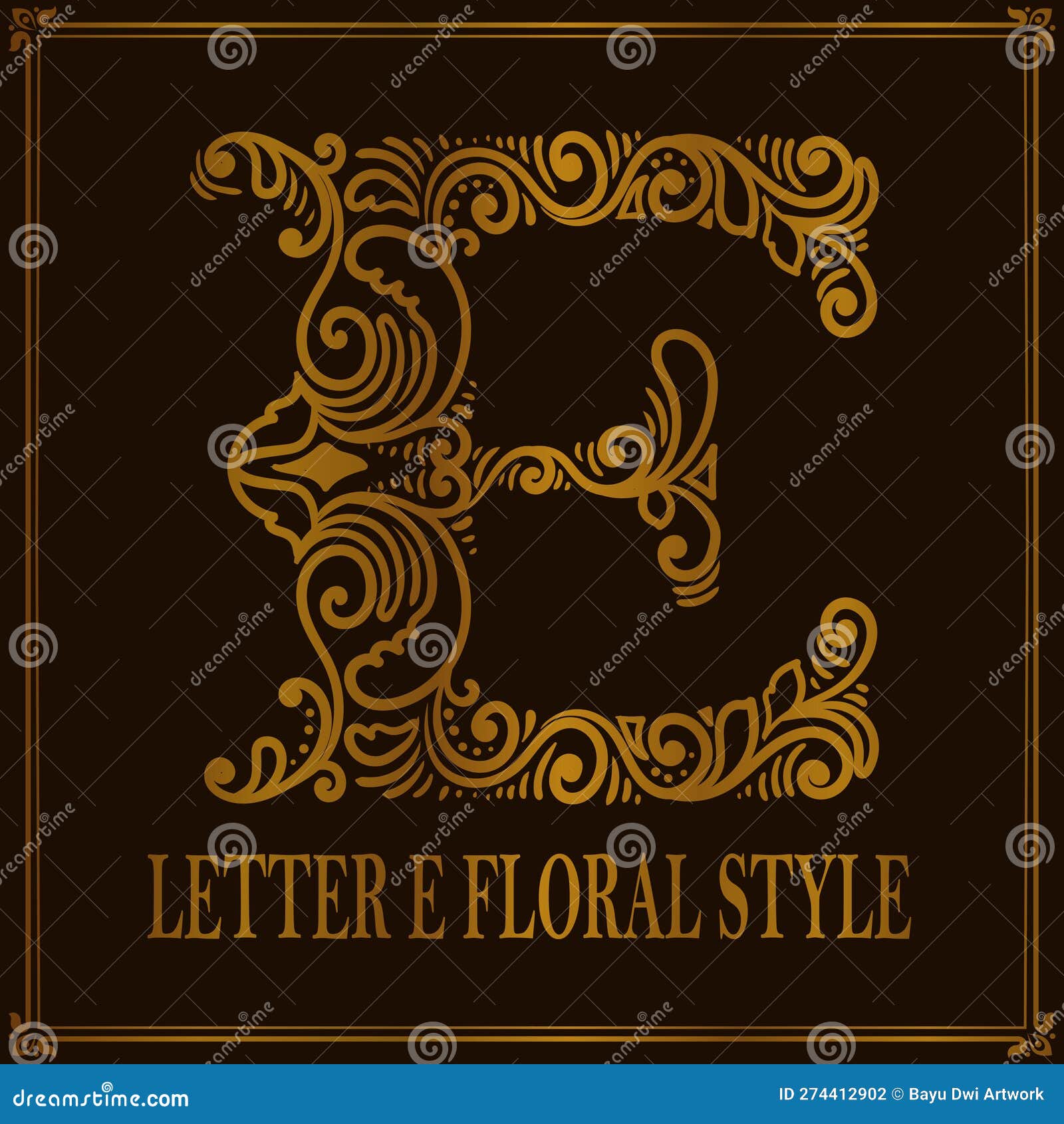 Vintage Letter E Floral Pattern Style Stock Vector - Illustration of ...