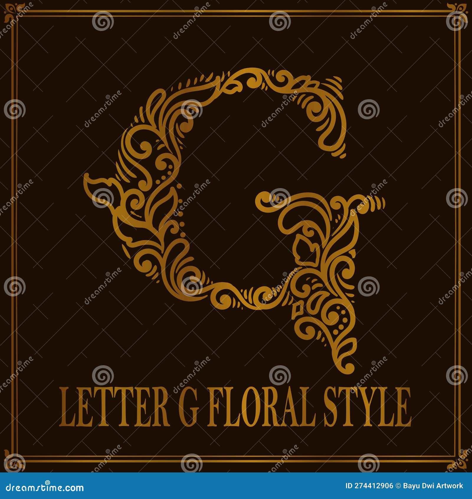 Vintage Letter G Floral Pattern Style Stock Vector - Illustration of ...