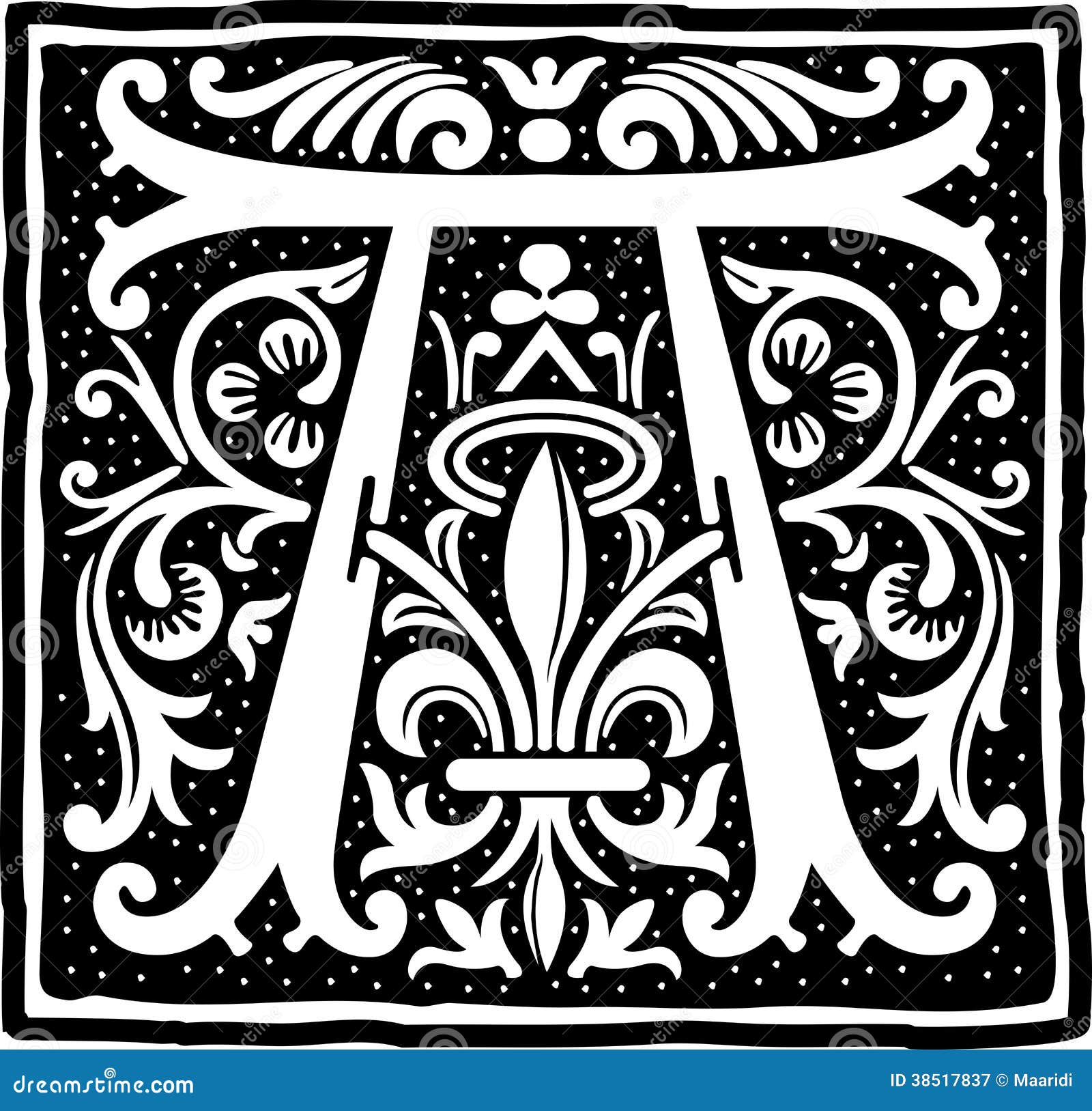 Vintage Letter a in Monochrome Stock Vector - Illustration of creative ...
