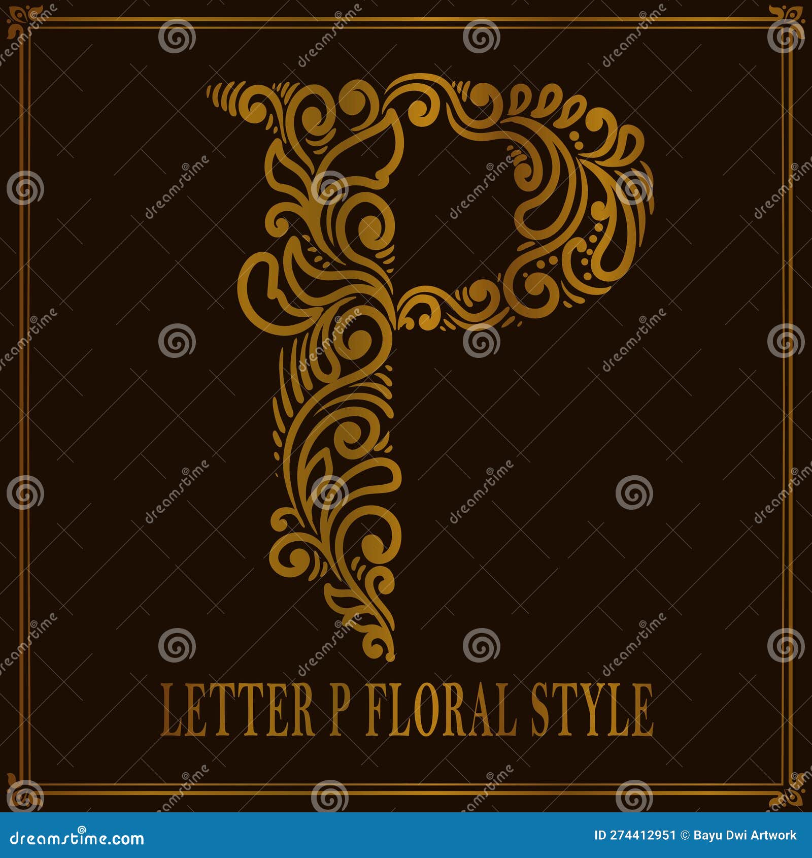 Vintage Letter P Floral Pattern Style Stock Vector - Illustration of ...