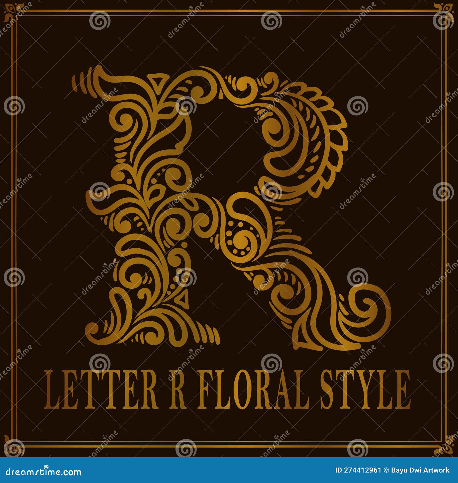Vintage Letter R Floral Pattern Style Stock Vector - Illustration of ...