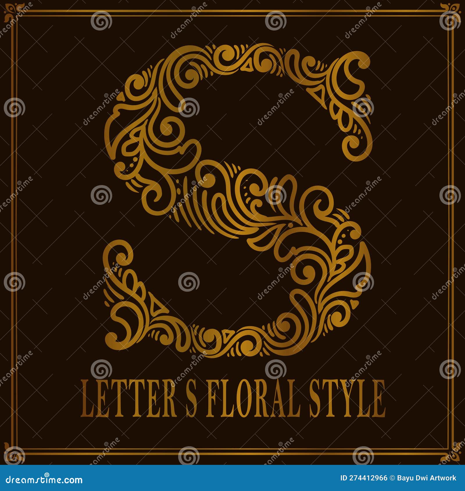 Vintage Letter S Floral Pattern Style Stock Vector - Illustration of ...