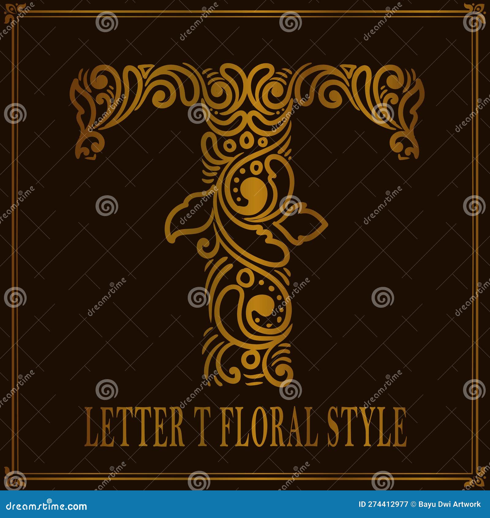 Vintage Letter T Floral Pattern Style Stock Vector - Illustration of ...