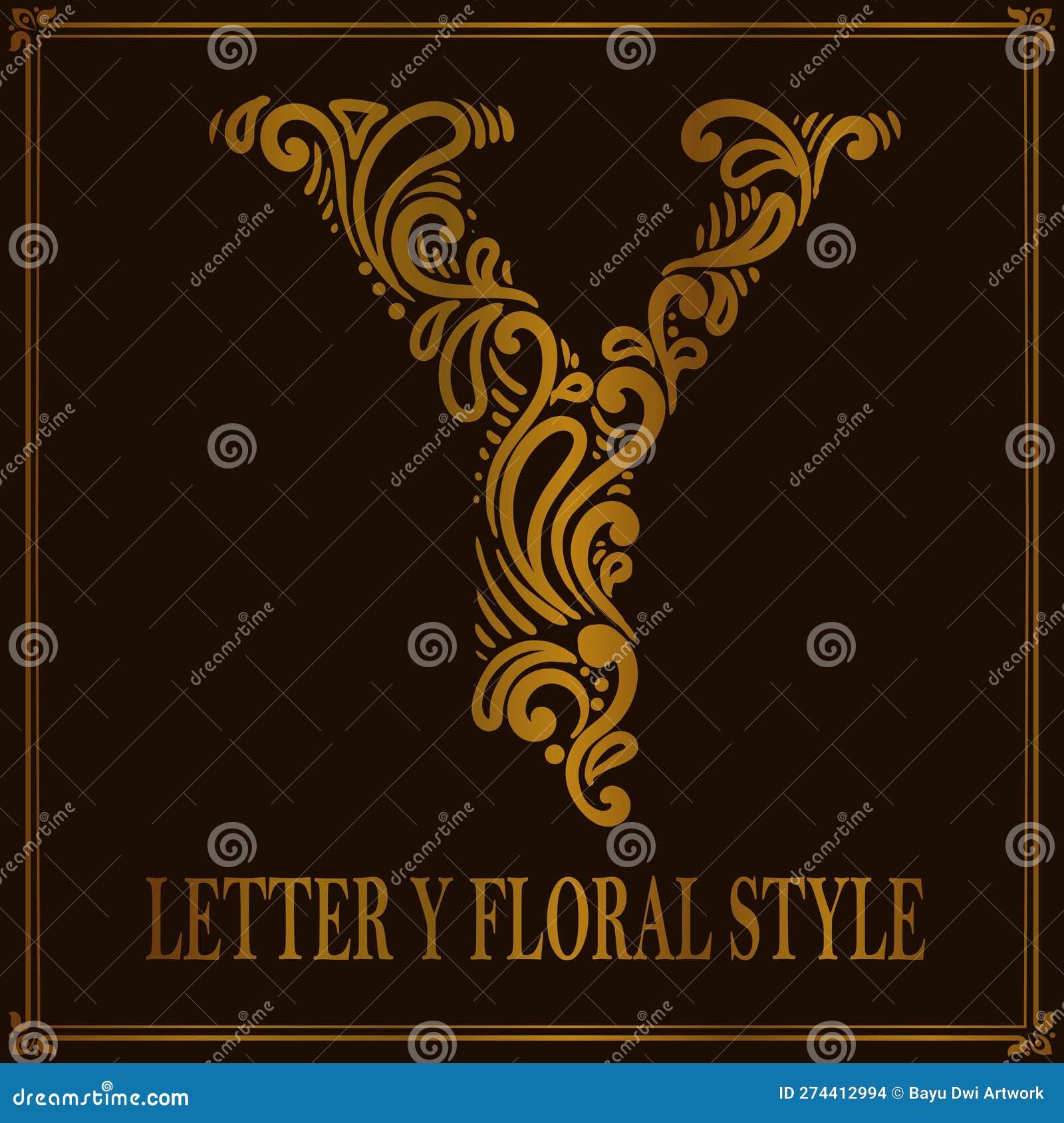 Vintage Letter Y Floral Pattern Style Stock Vector - Illustration of ...