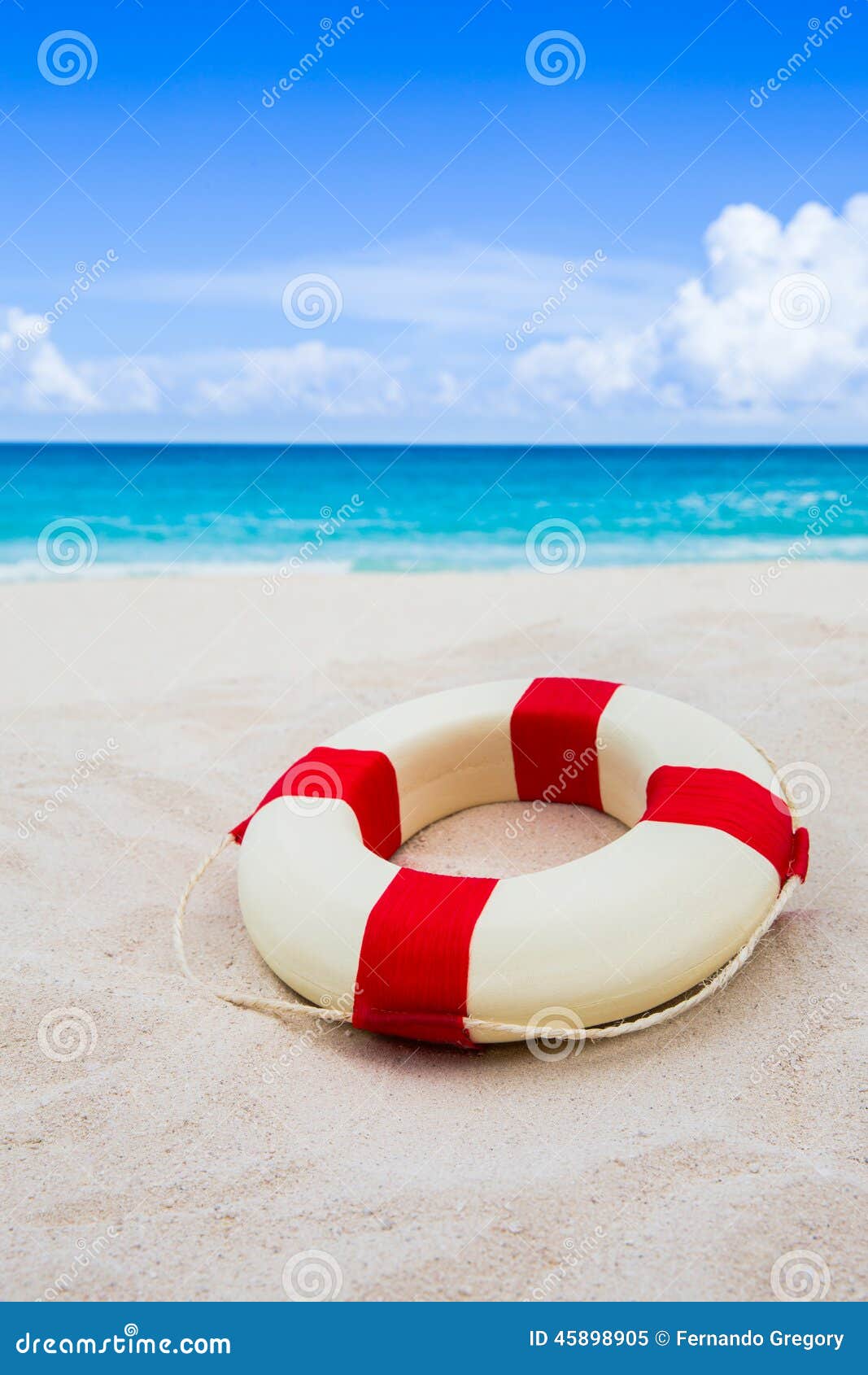 Vintage Life Buoy on the Sand at the Beach Stock Image - Image of sand ...