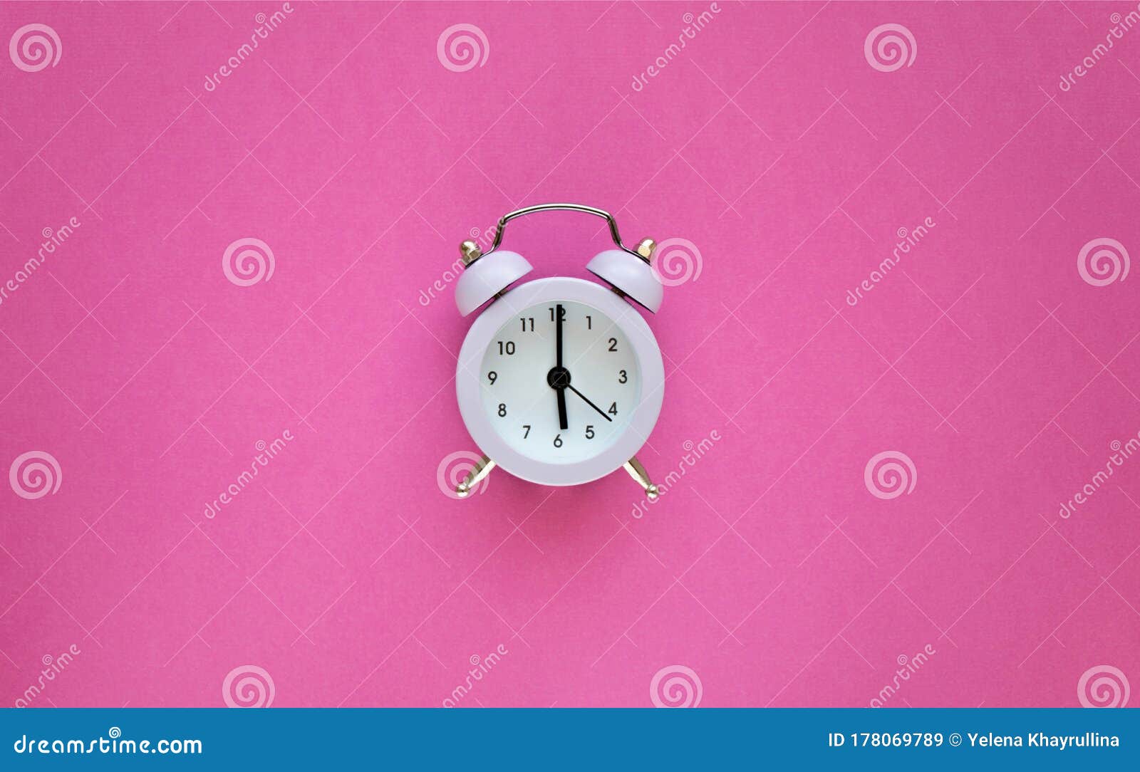 Vintage Light Alarm Clock on Pink Background Stock Image - Image of ...