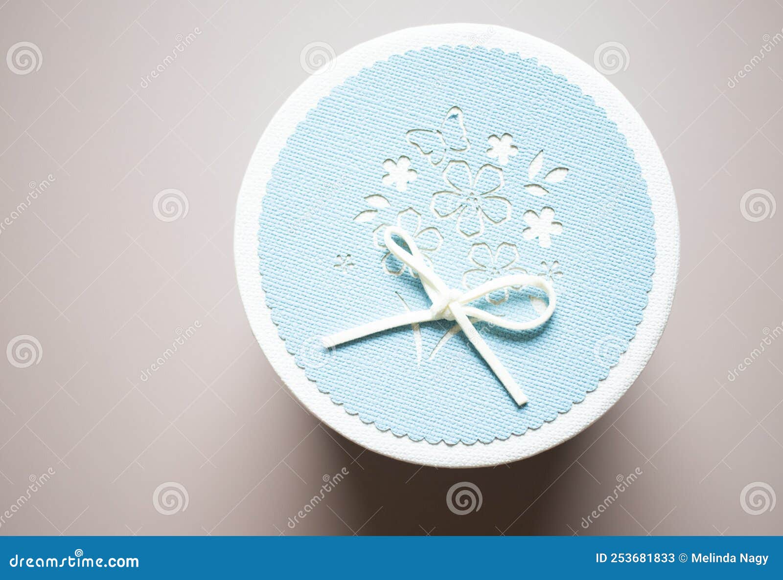 Vintage Light Blue Round Box Stock Image - Image of flower, abstract ...