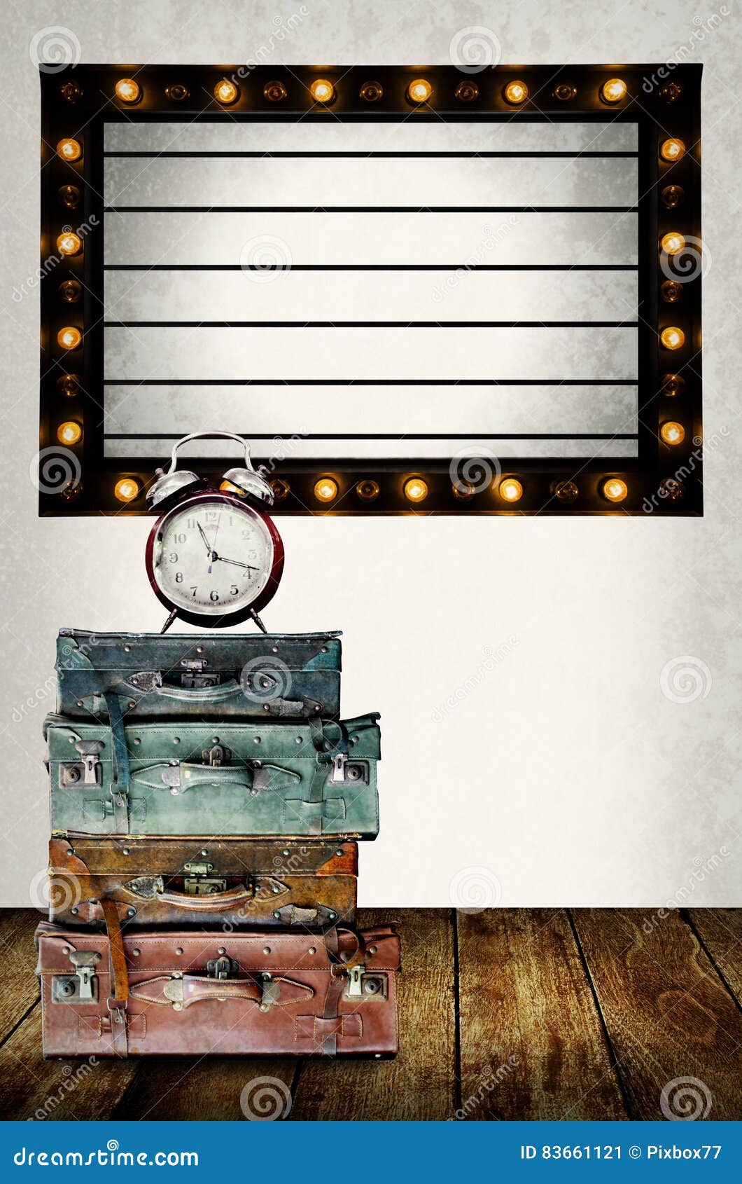 Vintage Light Box Program Board with Vintage Travel Bag Stock Image ...