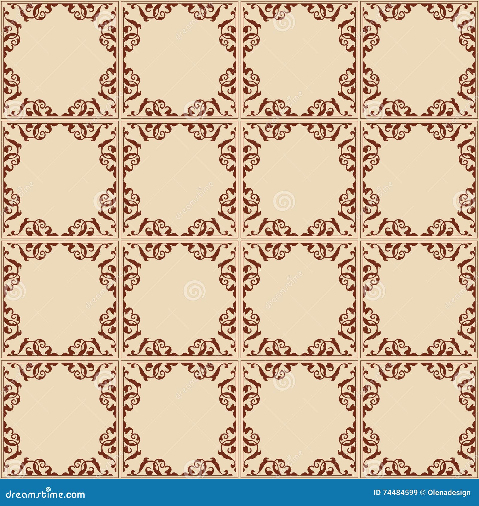 Vintage Light Brown Vector Seamless Pattern with Squares Stock Vector ...