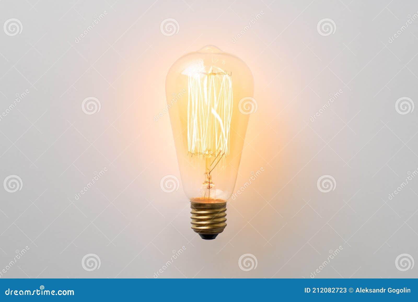 Vintage Light Bulb Glows without Wires Stock Image - Image of ...