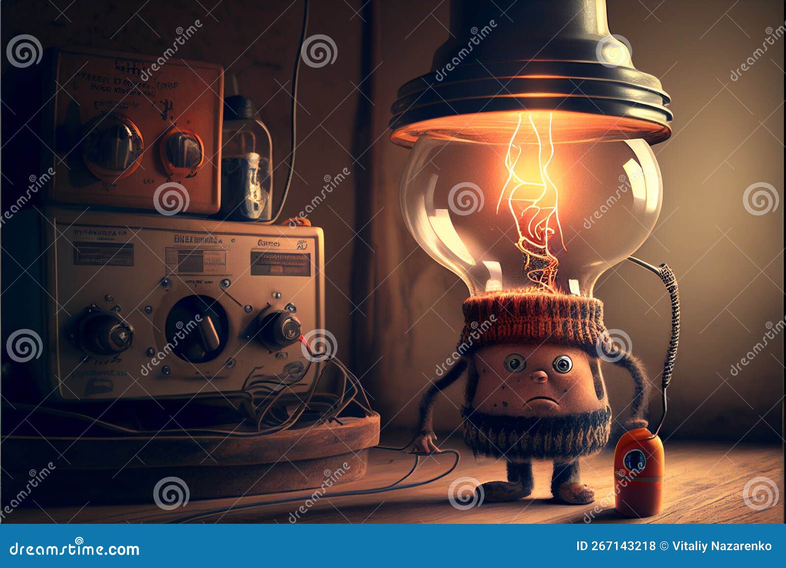 Vintage Light Bulb in the Laboratory. AI Generated. Stock Illustration ...