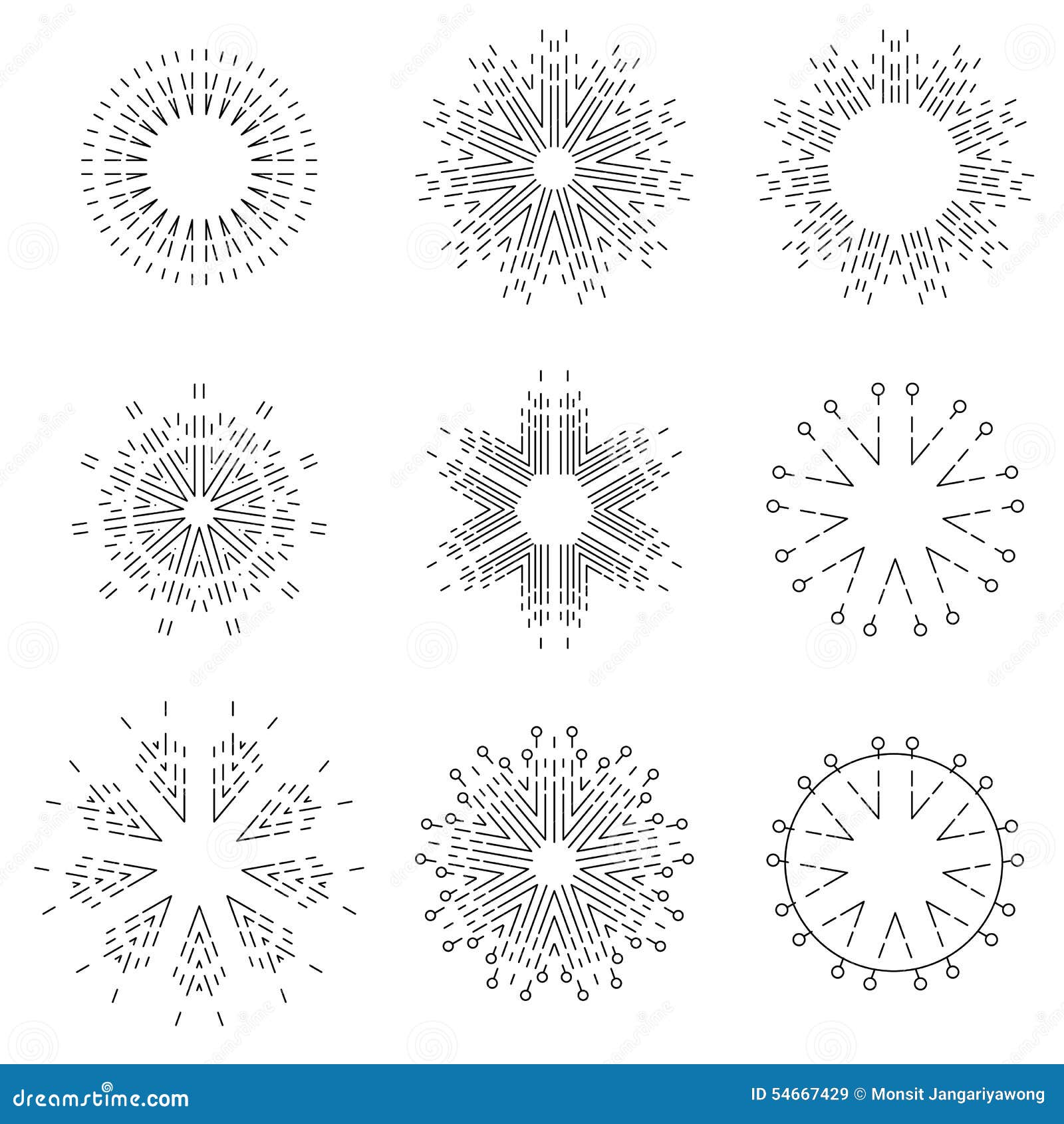 Vintage Light Rays Icons Set Vector Illustration Stock Vector ...