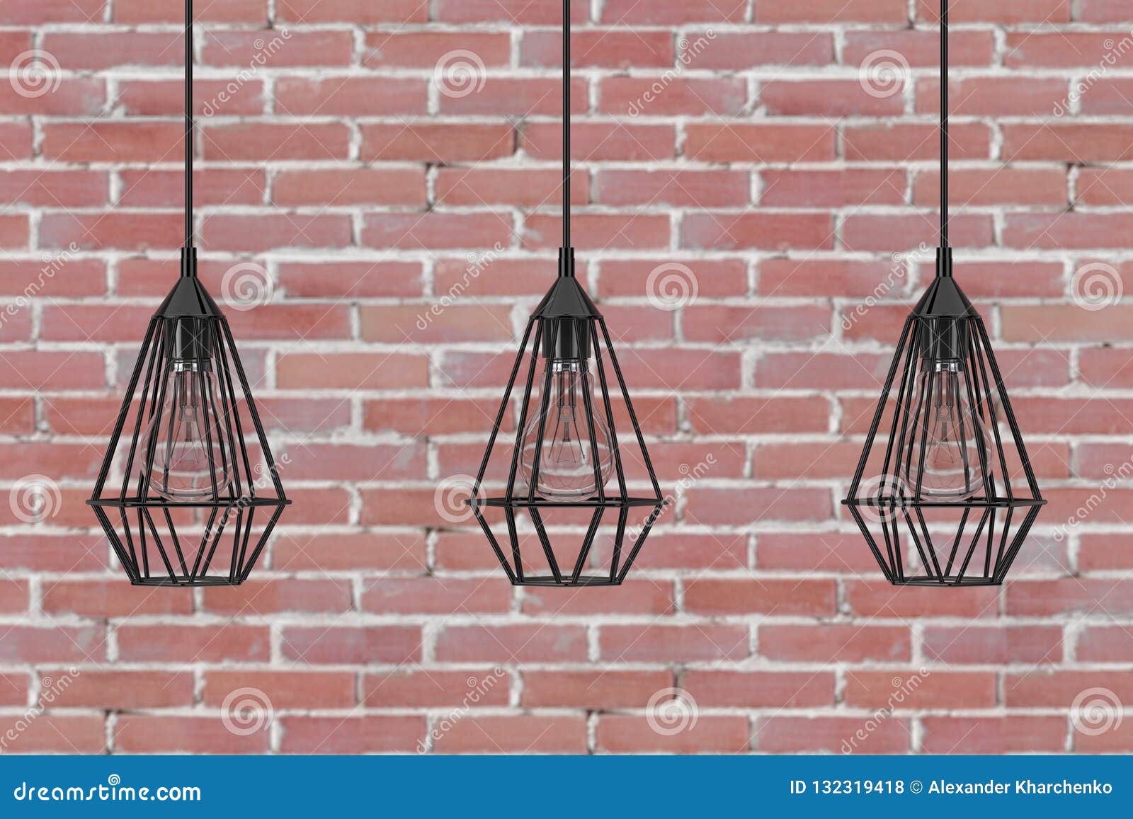 Vintage Lighting Decor Ceiling Lamps. 3d Rendering Stock Illustration ...