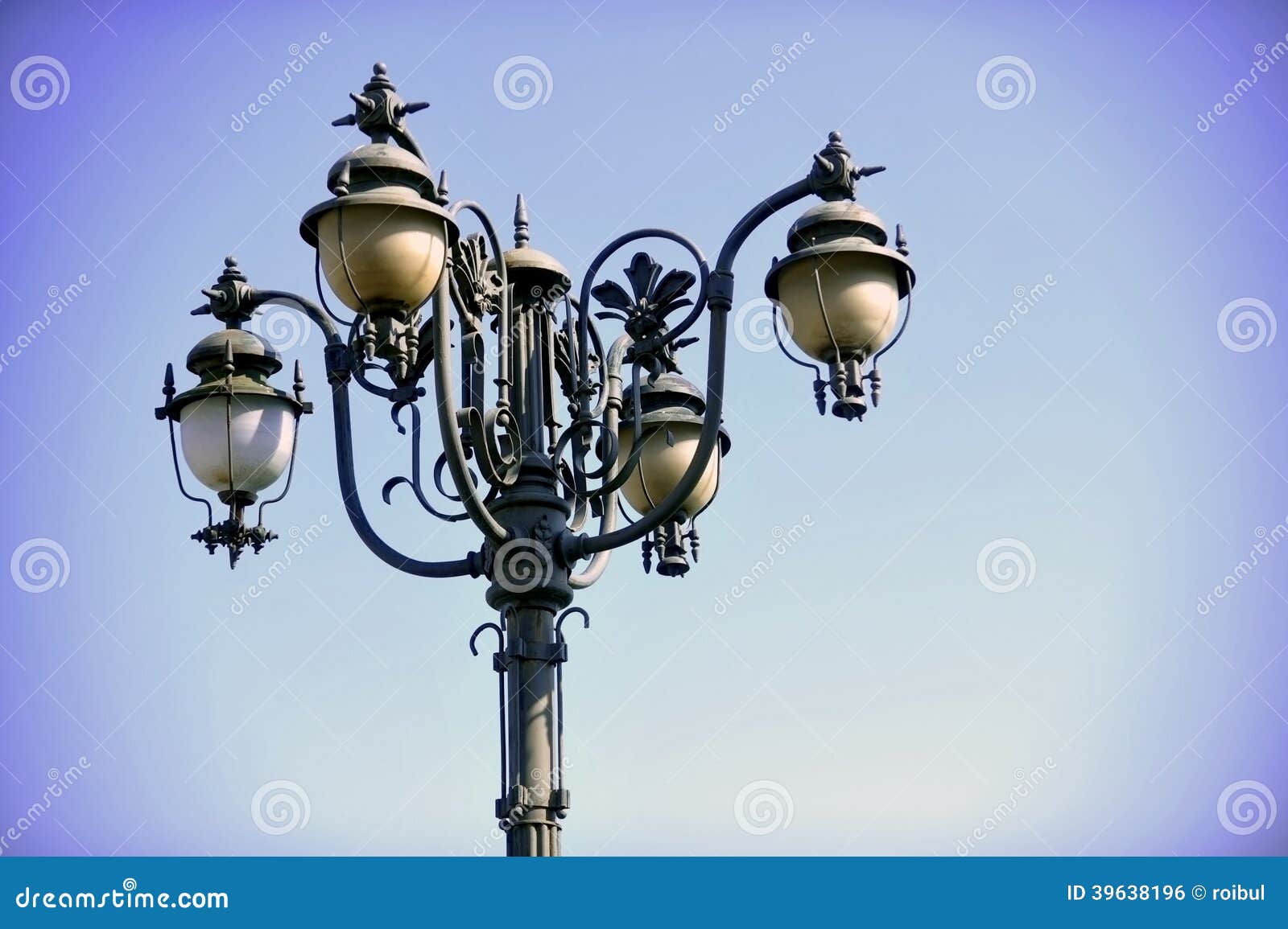 Vintage lighting pole stock photo. Image of background - 39638196