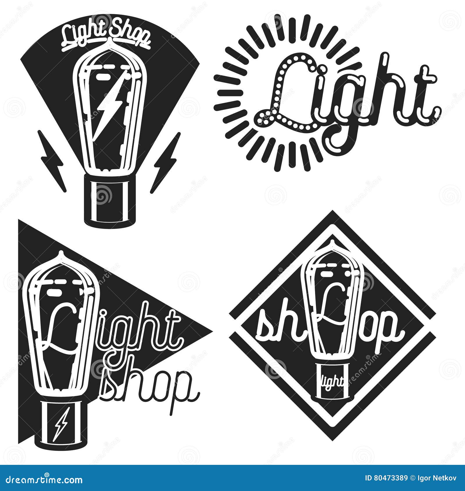 Vintage Lighting Shop Emblems Stock Vector - Illustration of design ...