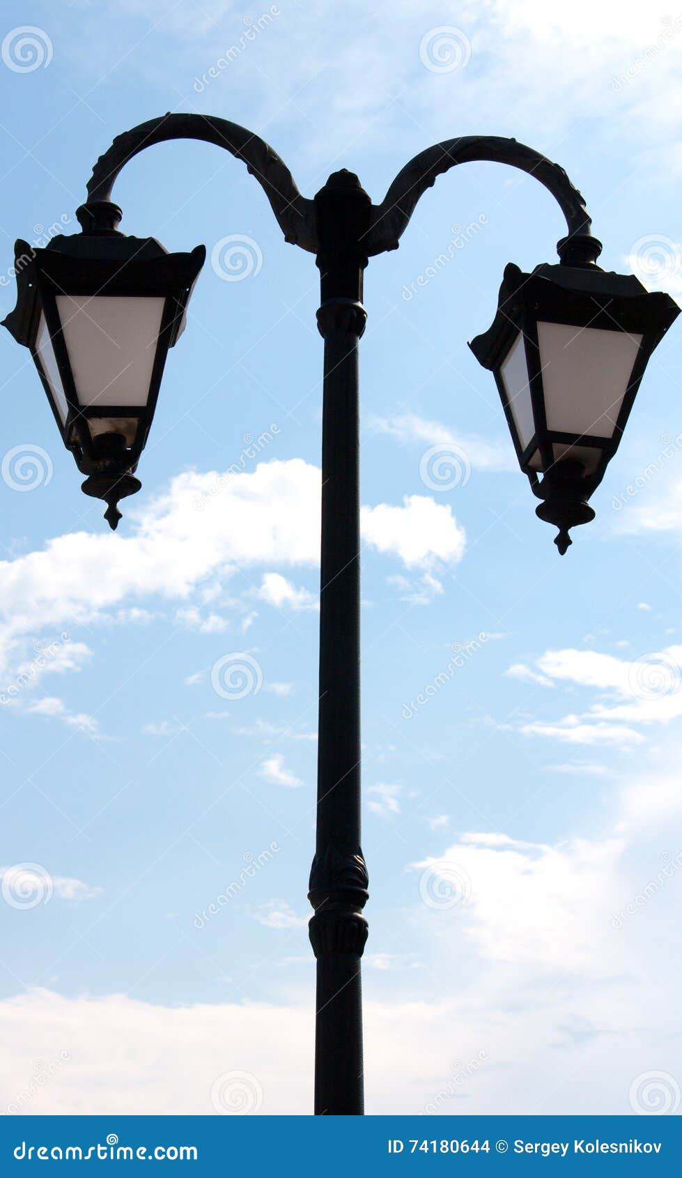 Vintage Lighting with Twin Double Lamp Lantern Background of Sky Stock ...