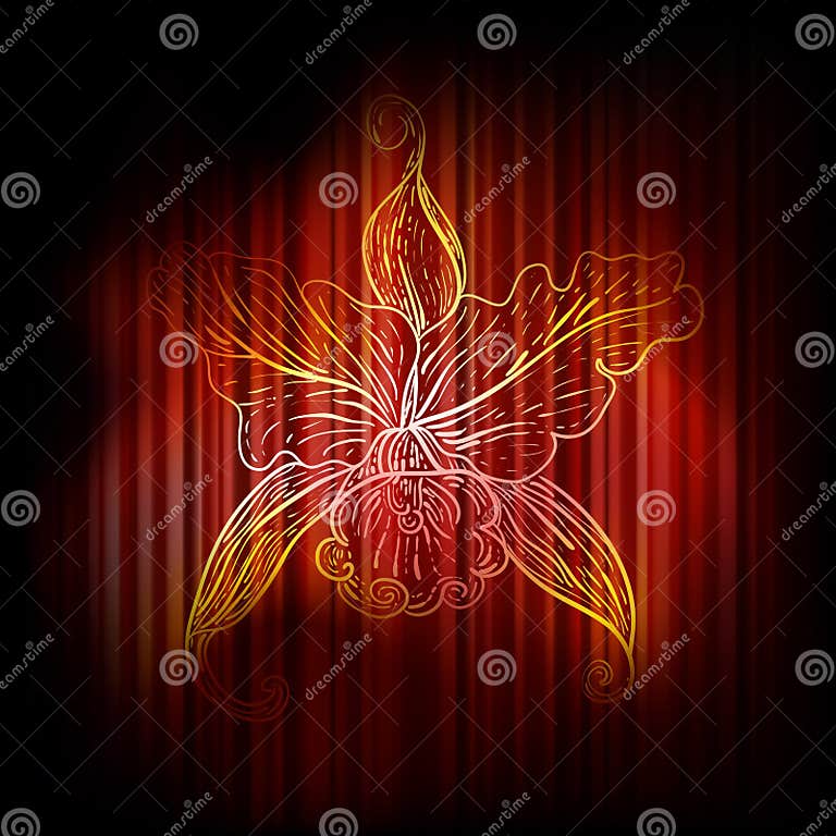 Vintage Lily on Abstract Background Stock Vector - Illustration of ...