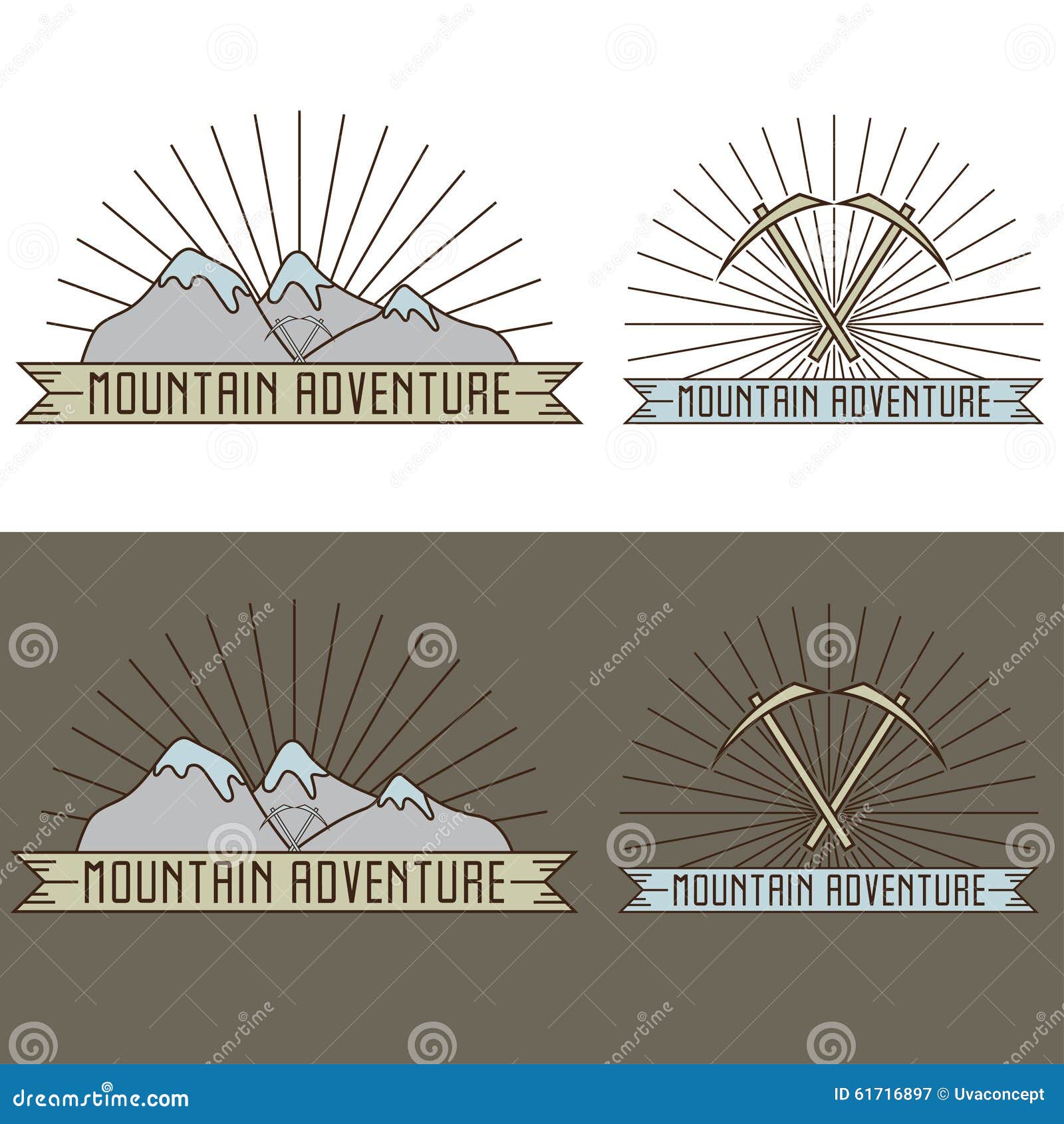 Vintage Line Craft Labels Mountain Adventure Stock Vector ...