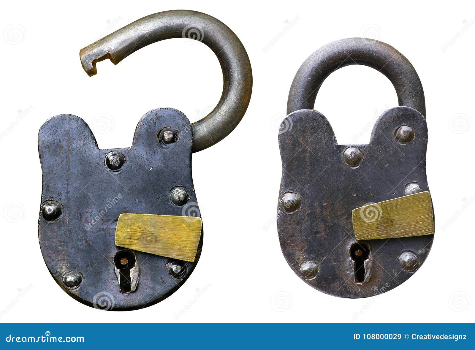 Vintage Locks Isolated on White with Clipping Path Stock Image - Image ...