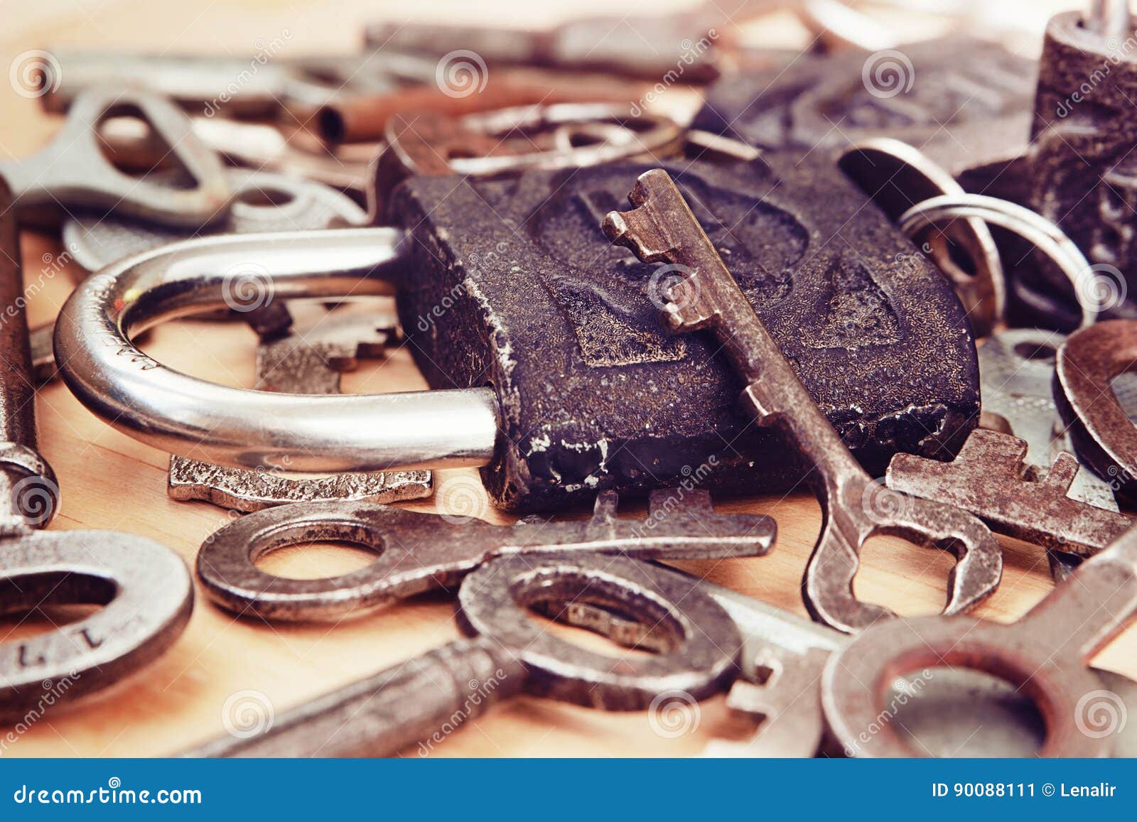Vintage locks and keys stock image. Image of pile, padlock - 90088111