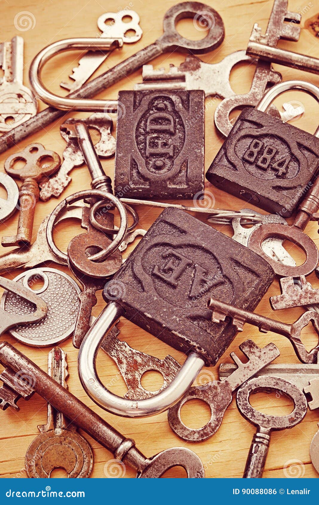 Vintage locks and keys editorial photo. Image of retro - 90088086