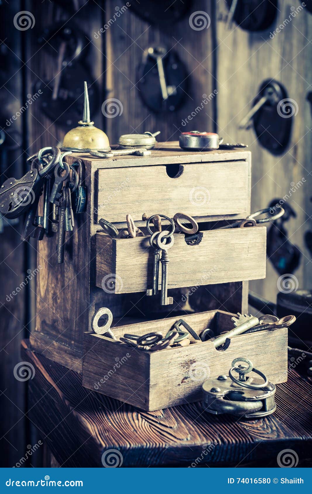 Vintage Locksmiths Workshop with Ancient Tools Stock Photo - Image of ...