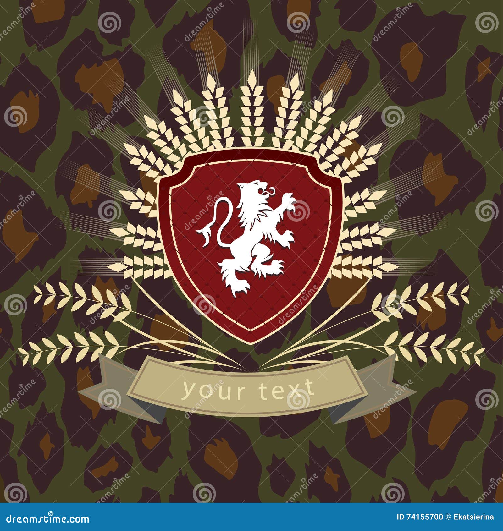 Vintage Logo of a Lion on the Shield Stock Vector - Illustration of ...