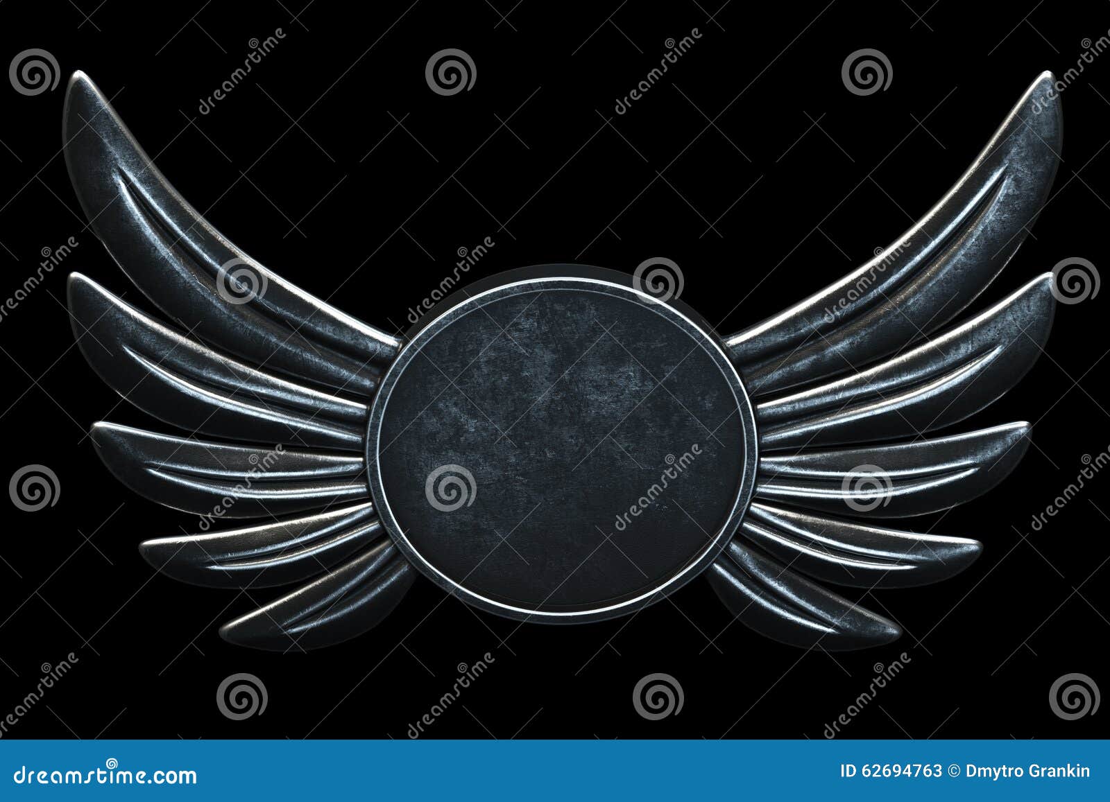Vintage Logo Metal Wings on Black Background. 3d Render Stock ...