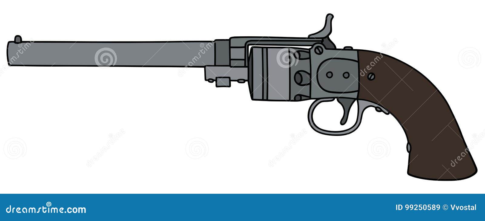 Vintage long revolver stock vector. Illustration of police - 99250589