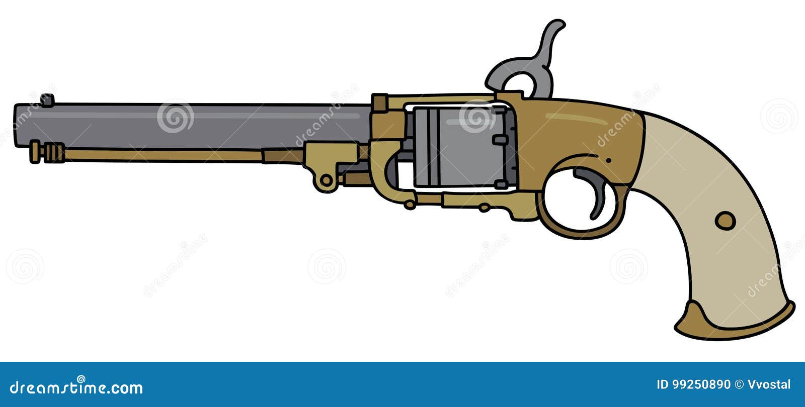 Vintage long revolver stock vector. Illustration of military - 99250890
