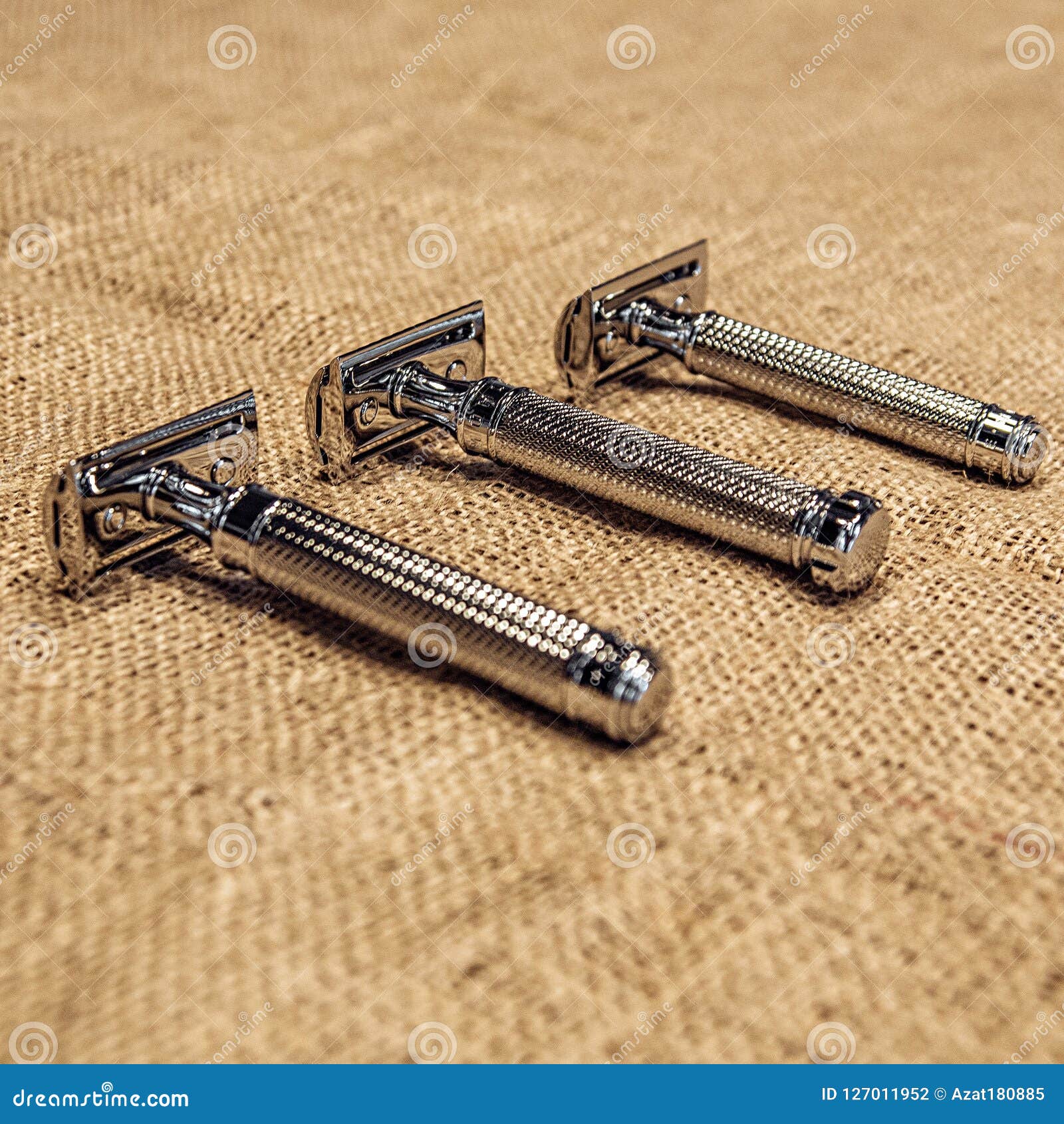 3 vintage looking razors stock photo. Image of silver - 127011952