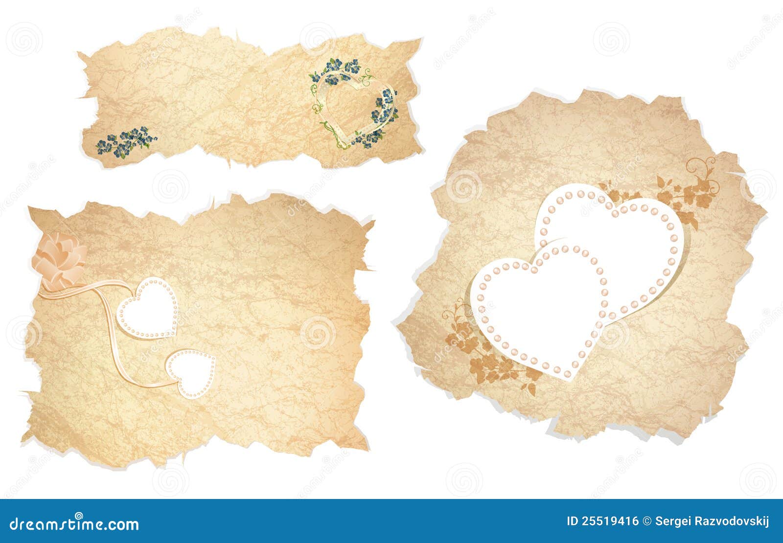 Vintage Love Paper with Hearts Stock Vector - Illustration of memo ...