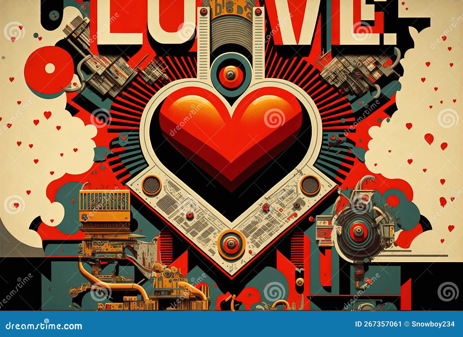 Vintage LOVE Sign Typography Constructivism . Generative AI Stock ...