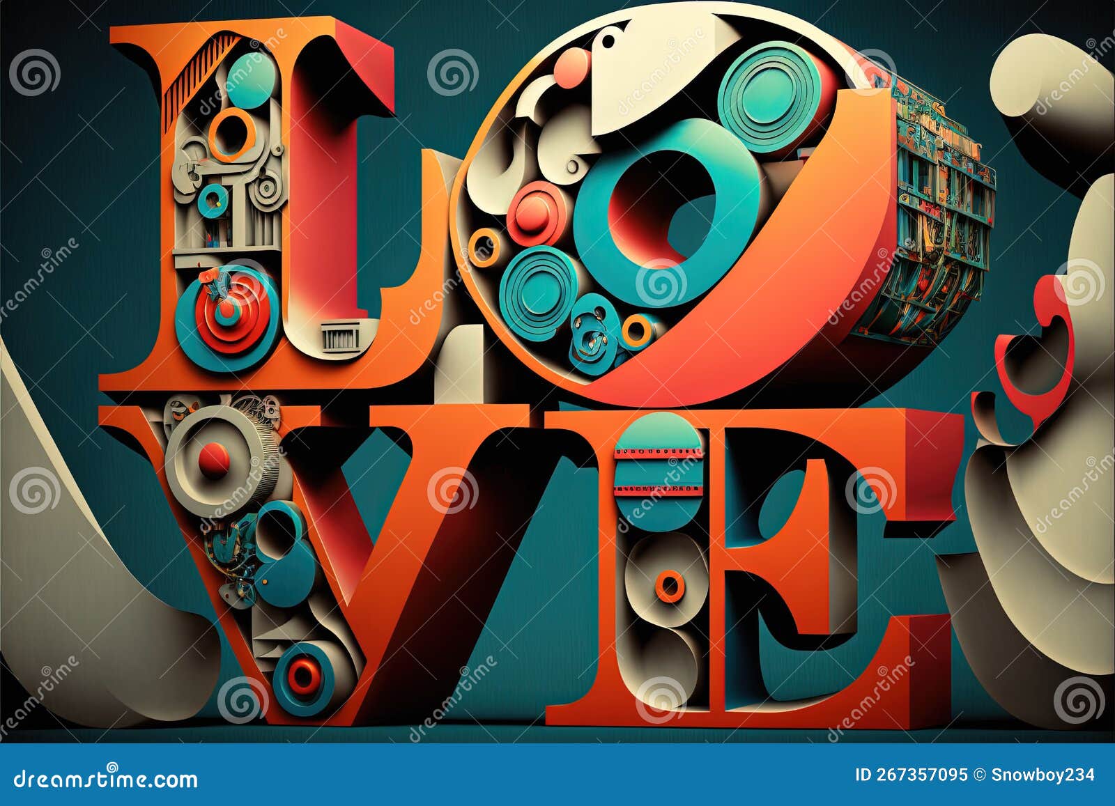 Vintage LOVE Sign Typography Constructivism . Generative AI Stock Image ...