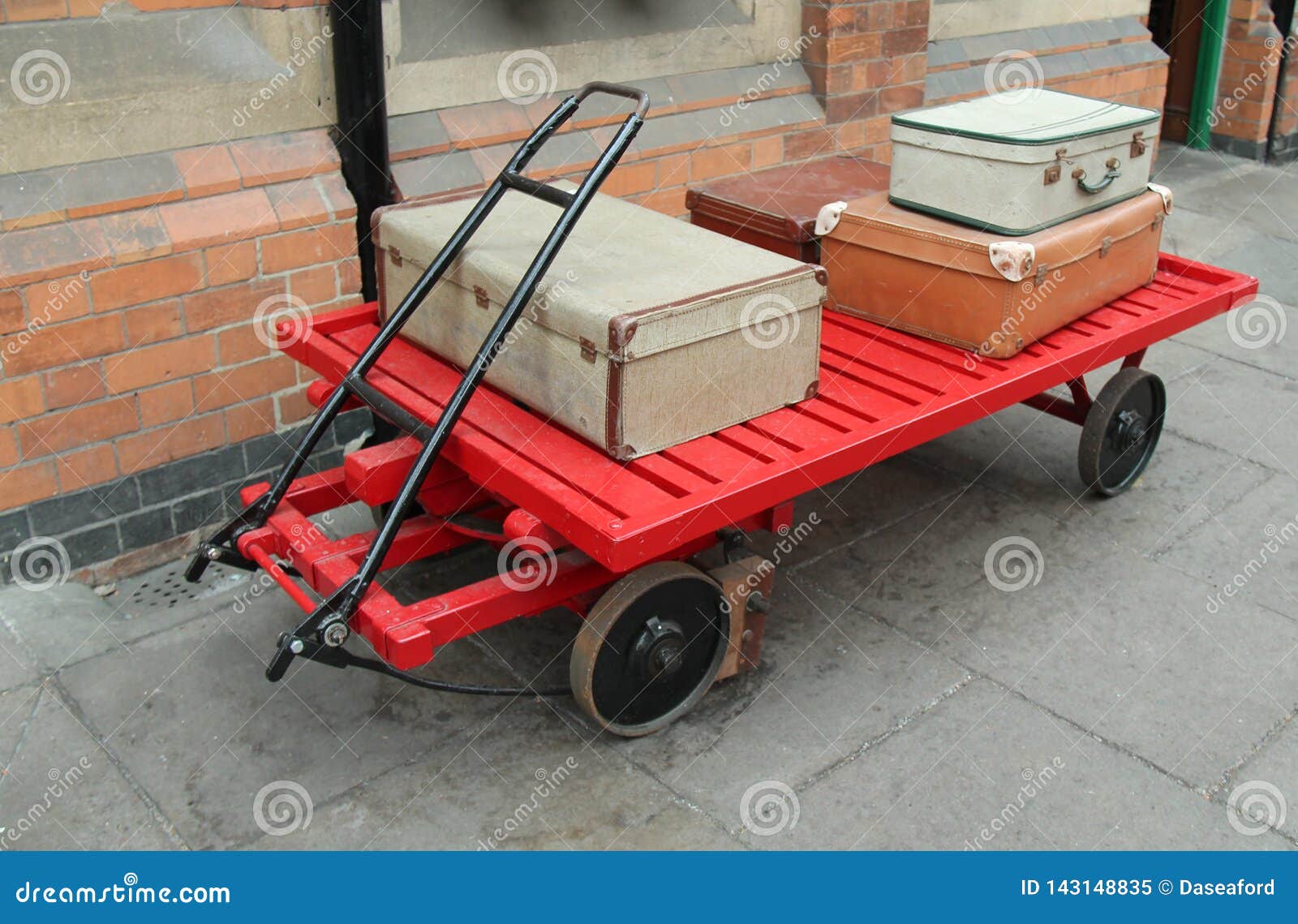 Vintage Luggage Trolley. stock image. Image of load - 143148835