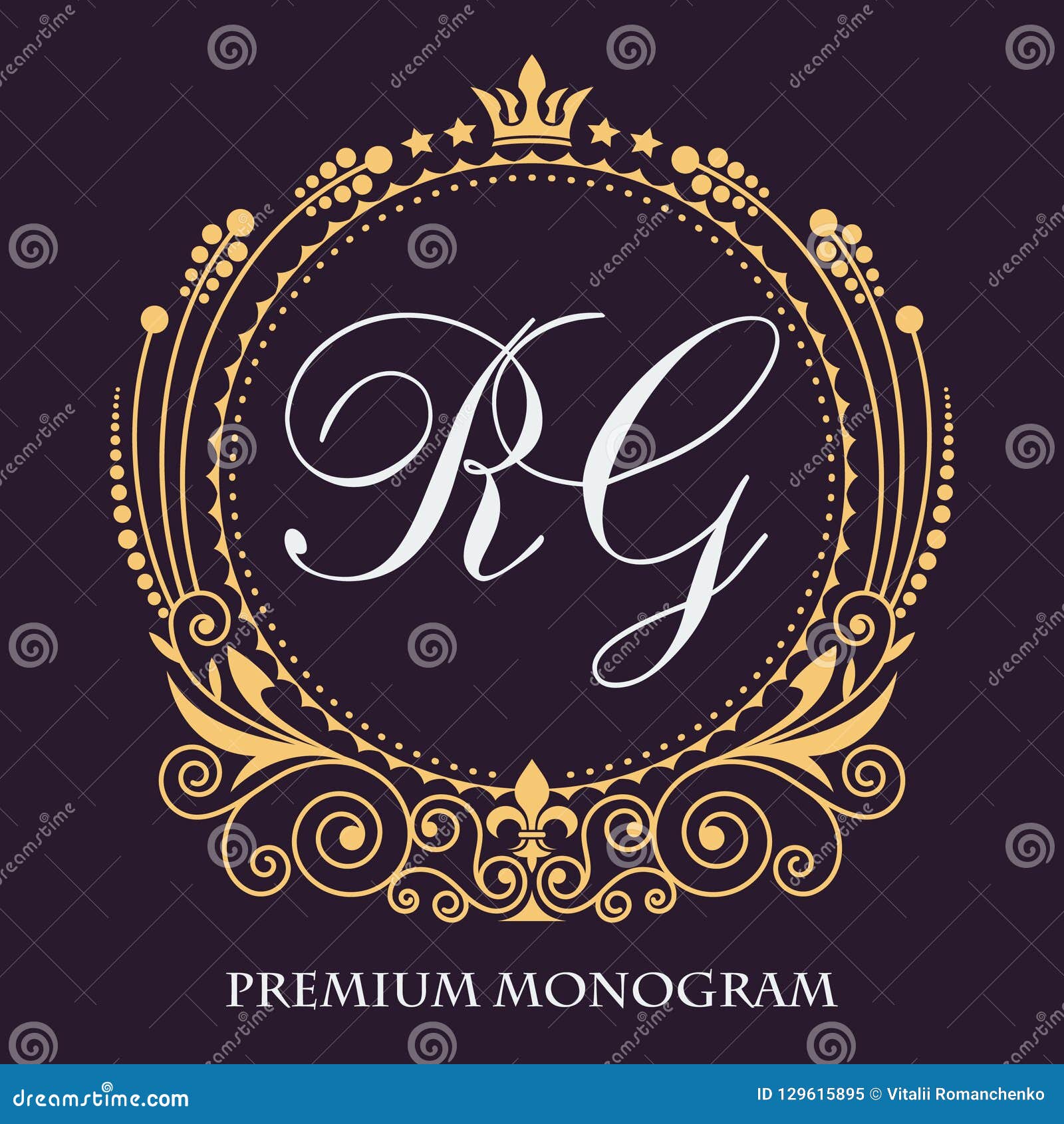 Vector Art. the Original Monogram. Golden Decorative Frame. Elegant ...