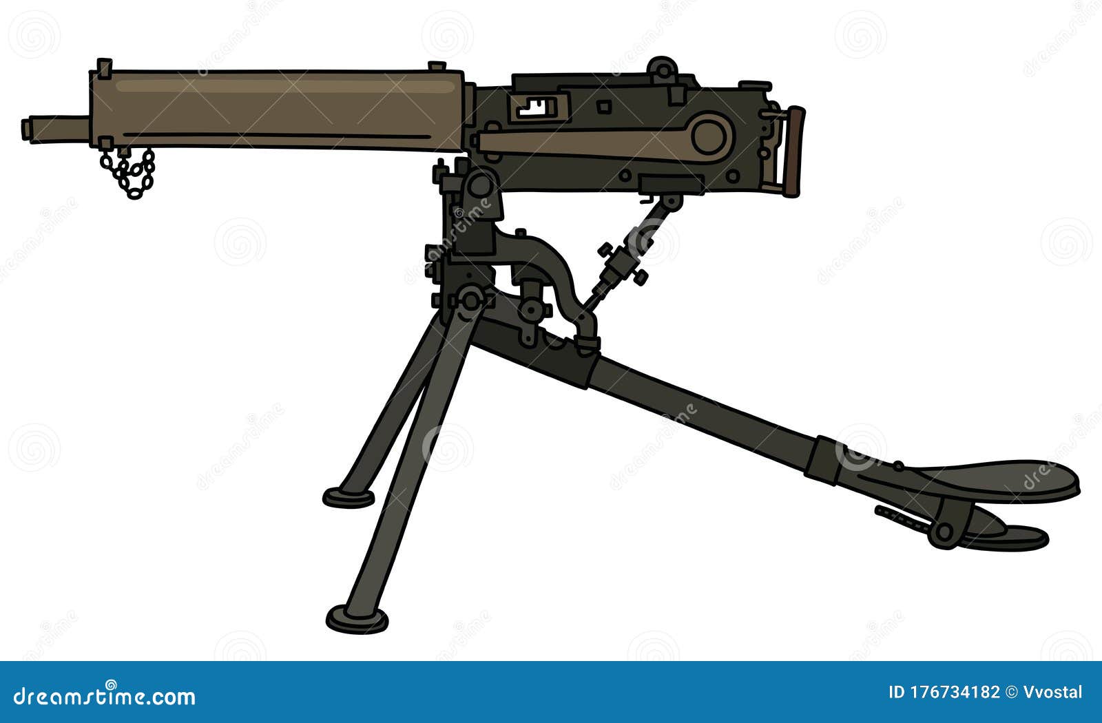 Vintage Machine Gun In A Trench. Old Soviet Machinegun On Position. Old ...