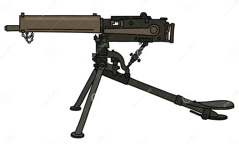 The vintage machine gun stock vector. Illustration of steel - 176734182