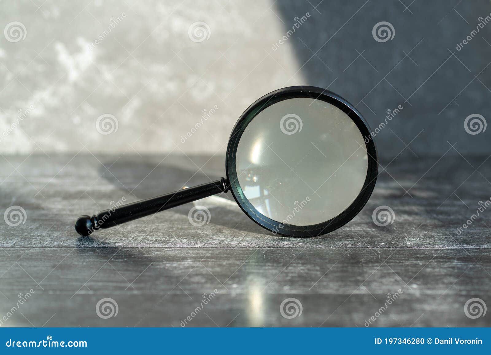 Vintage Magnifier on Dark Background, Side View Stock Photo - Image of ...