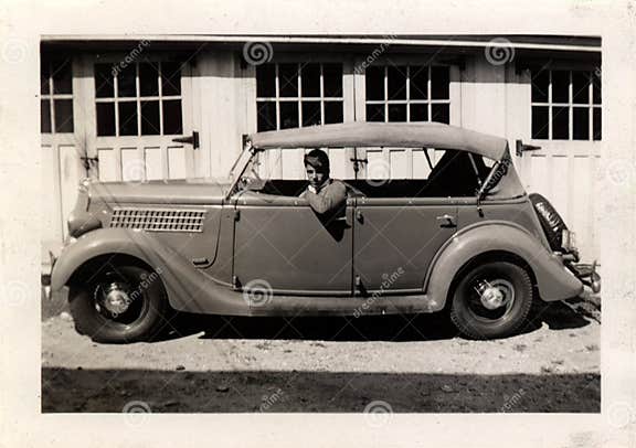 Vintage Man in Car stock photo. Image of print, circa, black - 110162