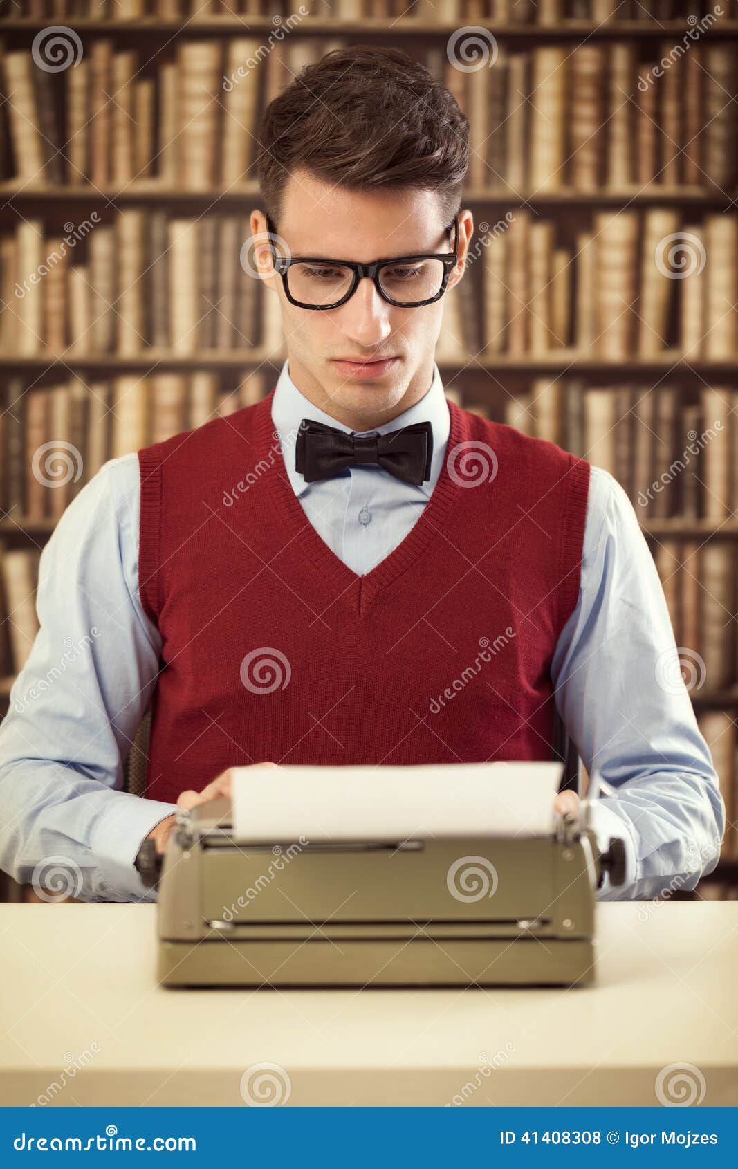 Vintage man writer stock photo. Image of creative, indoor - 41408308