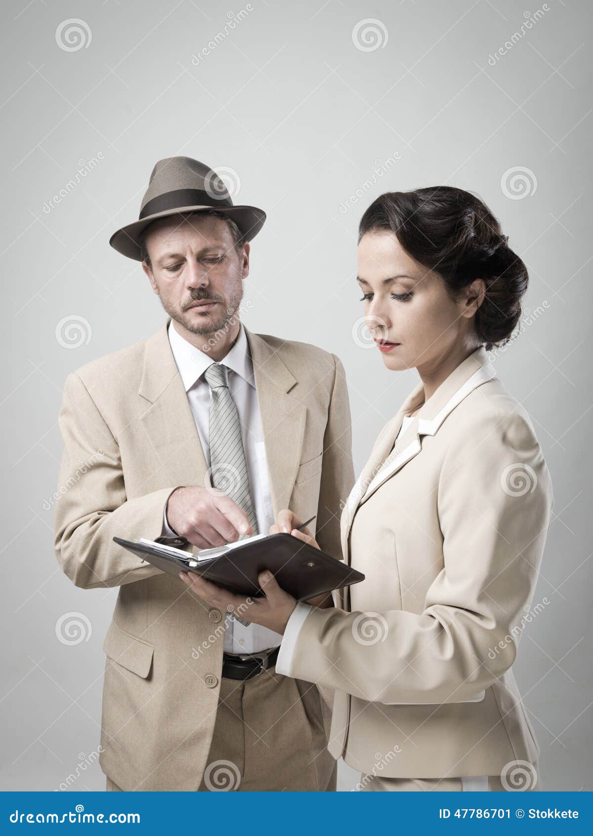 Vintage Manager and Secretary Working Together Stock Image - Image of ...
