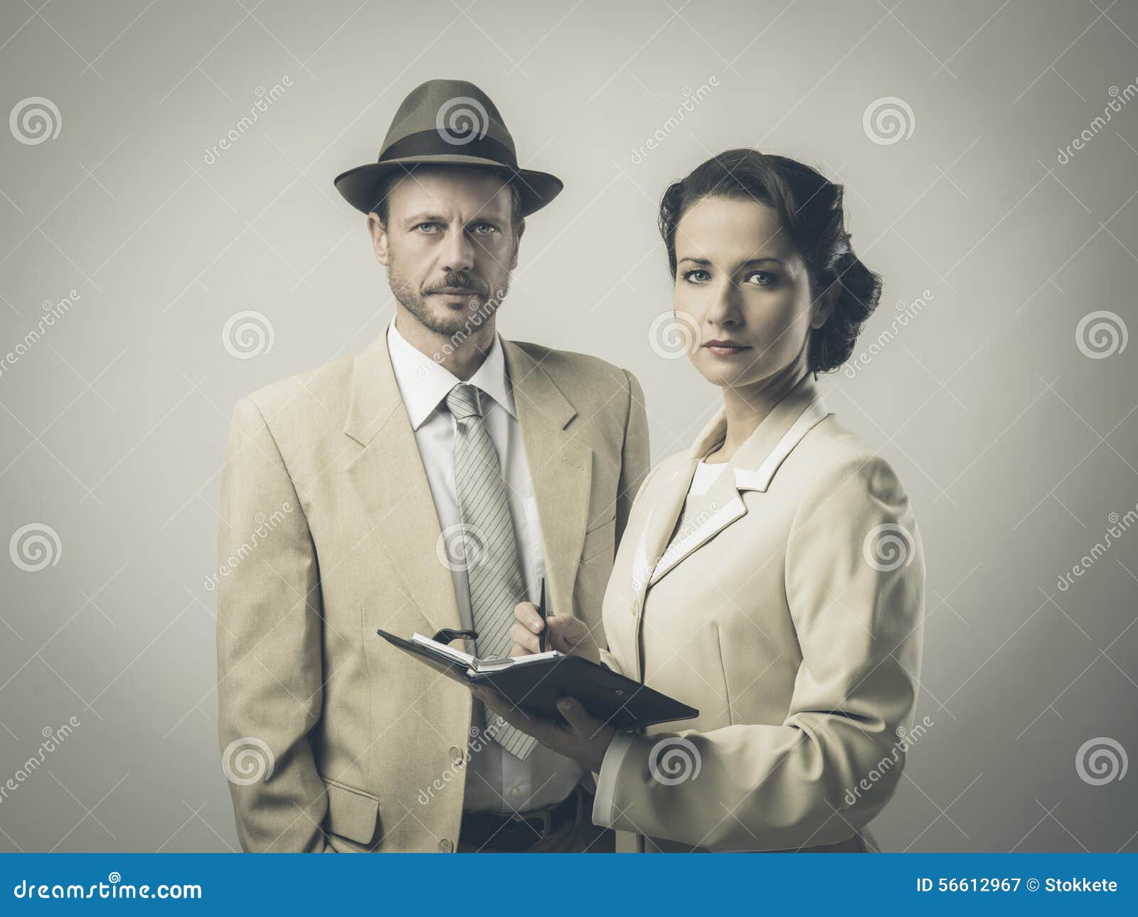 Vintage Manager and Secretary Working Together Stock Image - Image of ...