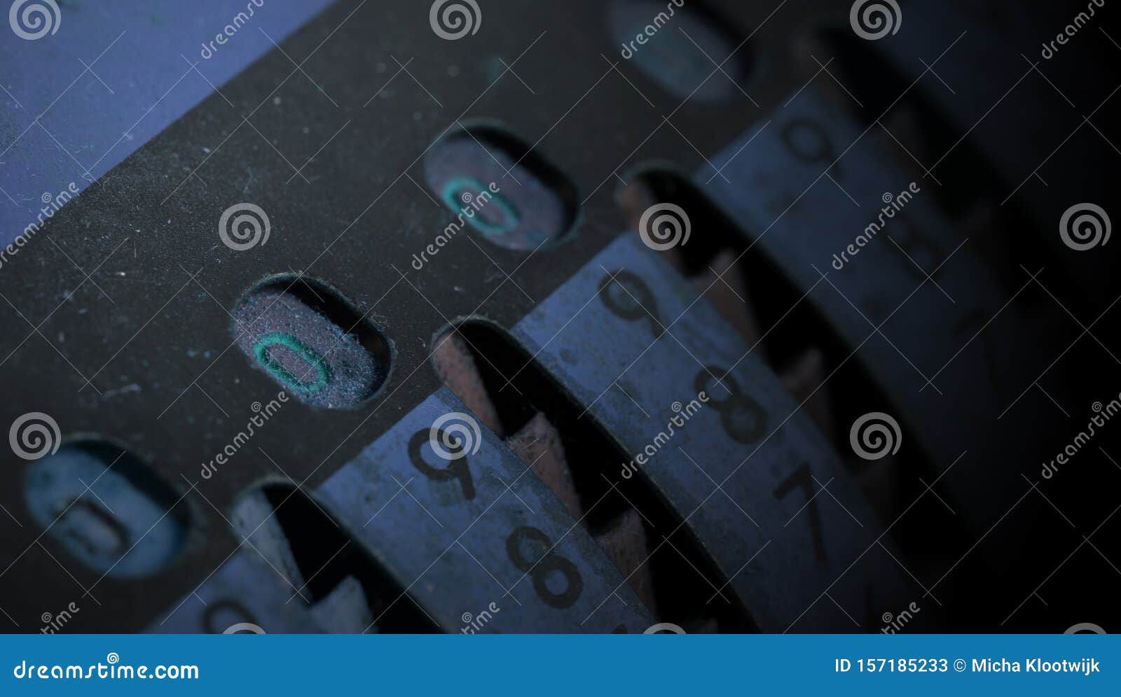 Vintage Manual Adding Machine , Blue Stock Image - Image of dust ...