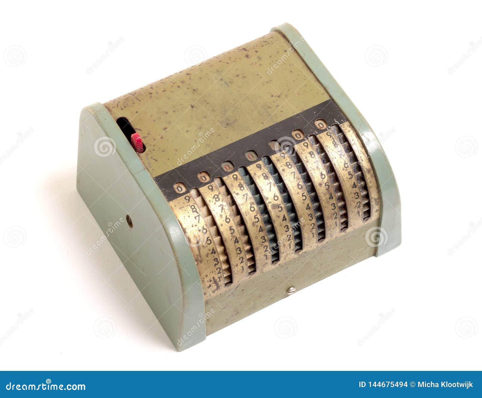 Vintage Manual Adding Machine Isolated Stock Photo - Image of machine ...