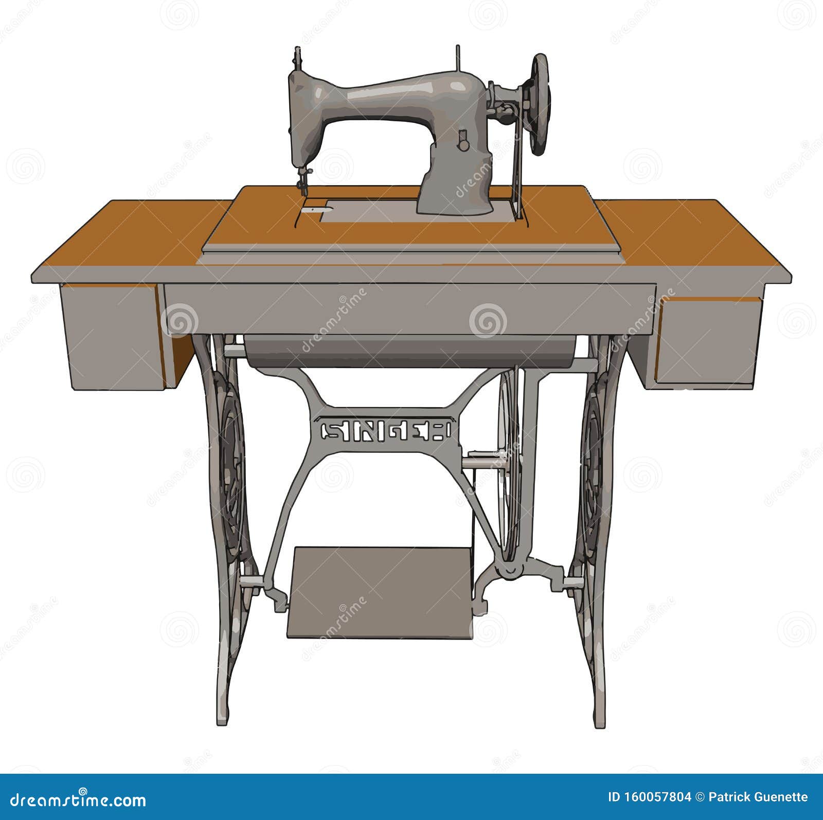 Vintage Manual Sewing Machine Vector Illustration Stock Vector