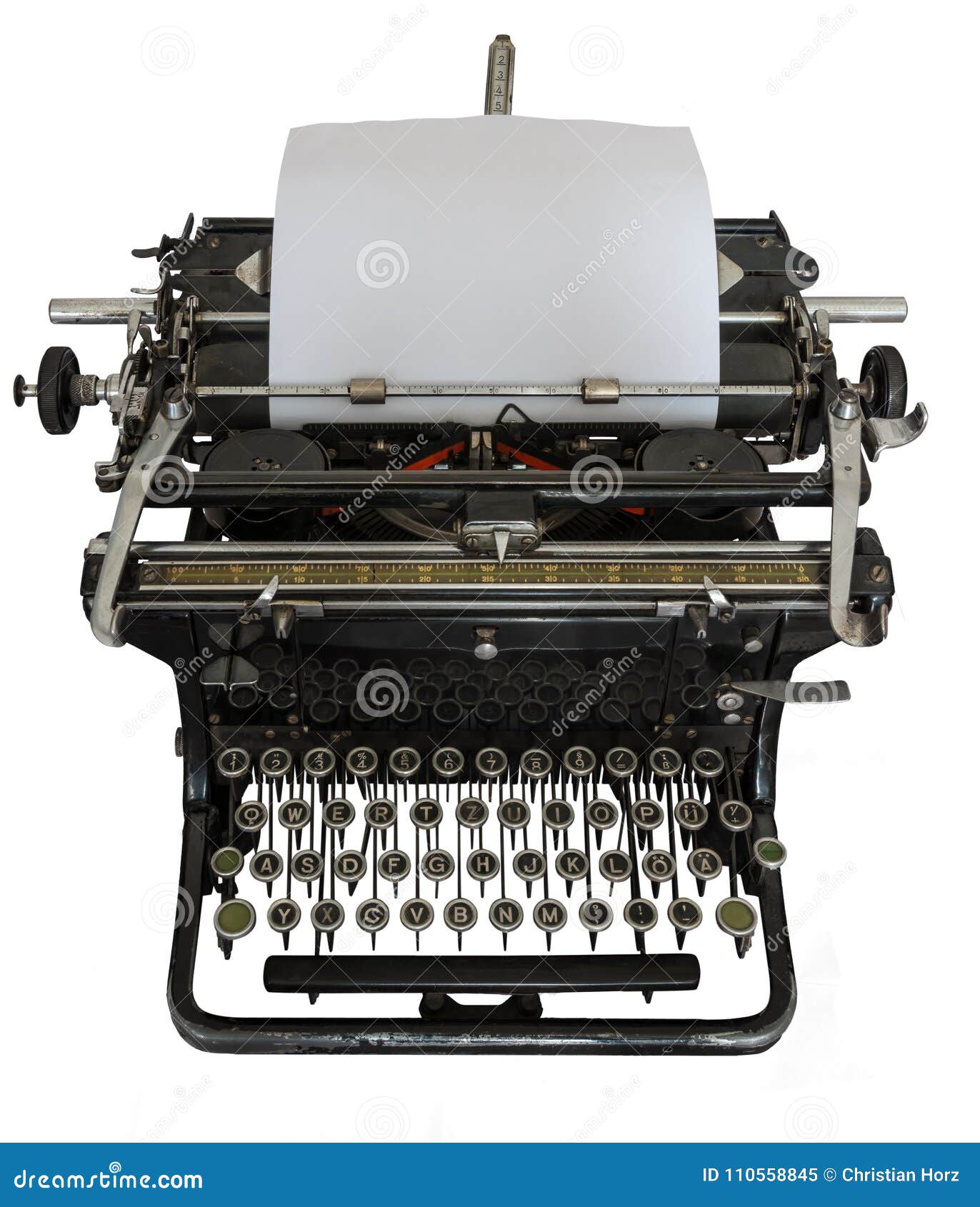 Retro Typewriter Front View Isolated White Stock Photos - Free ...