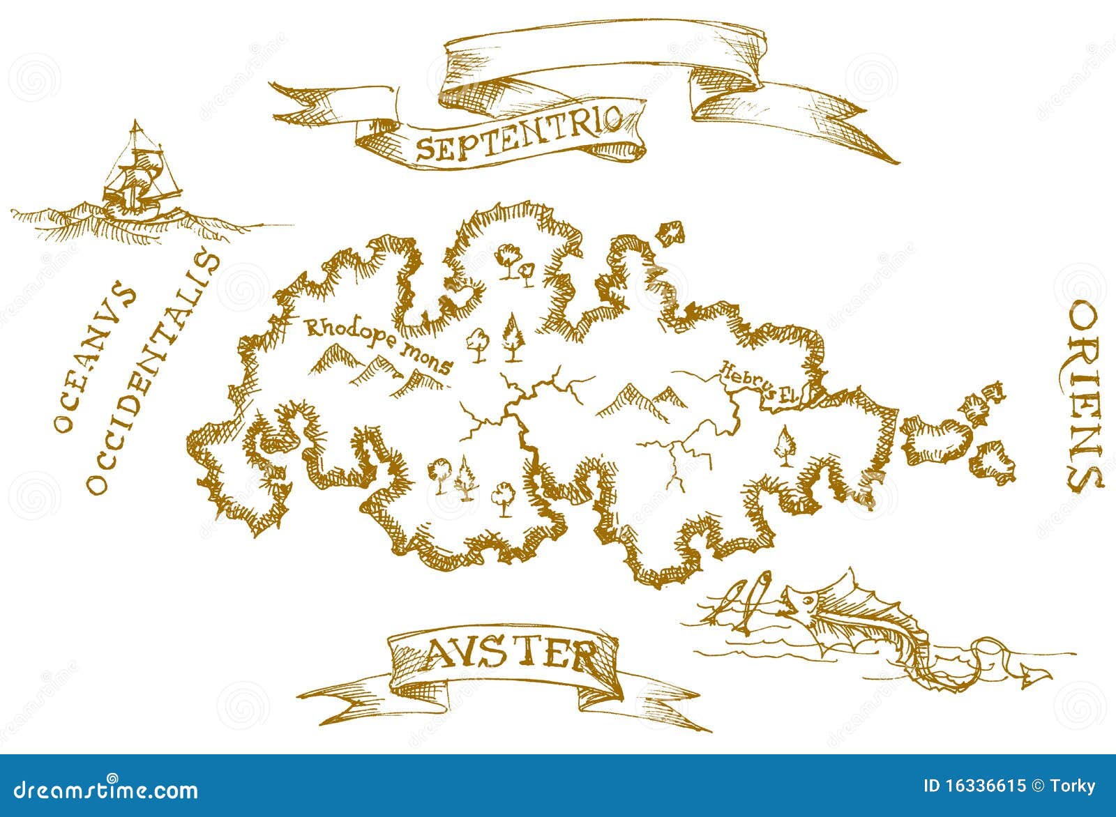 Vintage Map Cartoon Vector | CartoonDealer.com #16336615