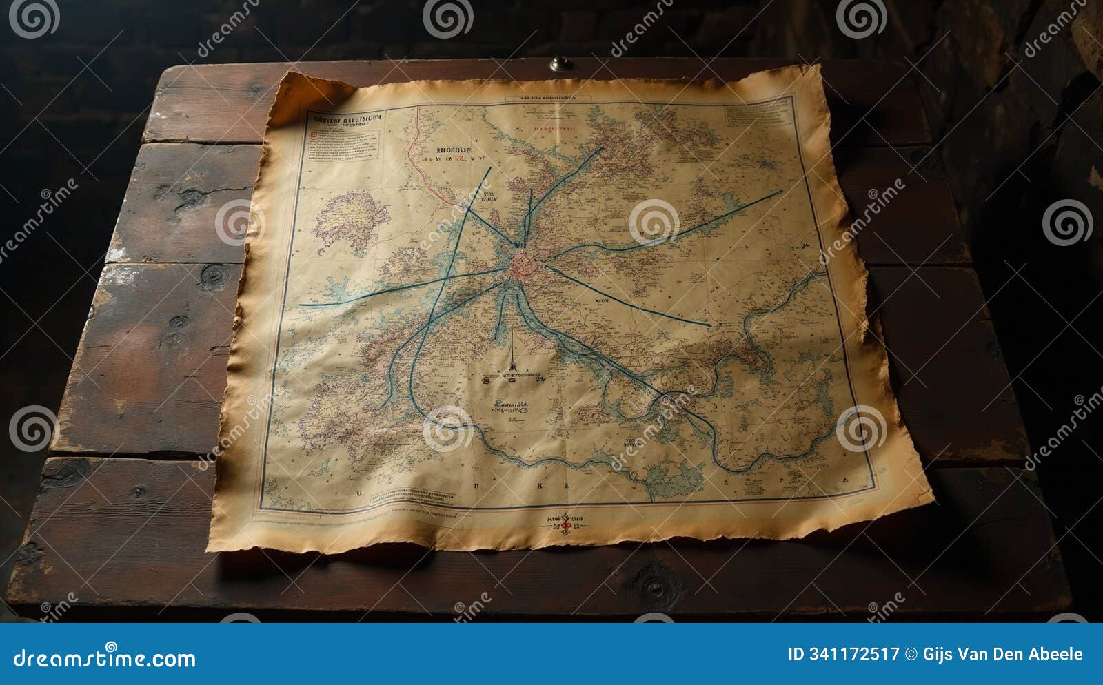 Vintage Battle Map Of Europe Hand Drawn On Aged Leather Parchment ...