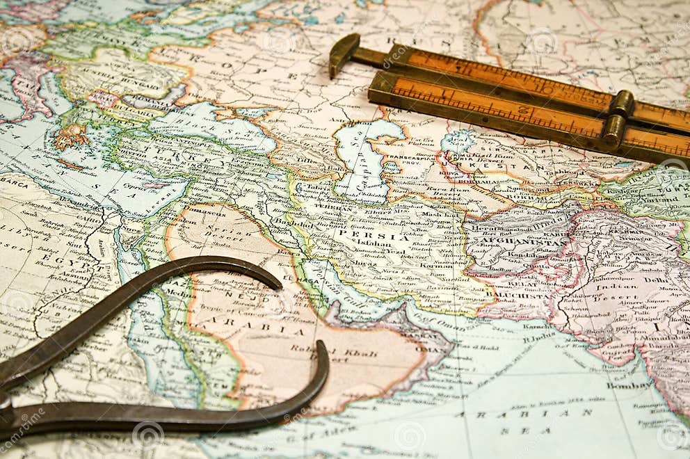 Vintage Map and Chart stock image. Image of scale, iran - 7979933